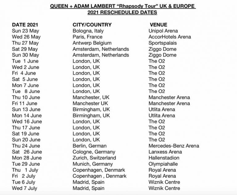 Queen + Adam Lambert reschedule UK & European Rhapsody tour | NextMosh