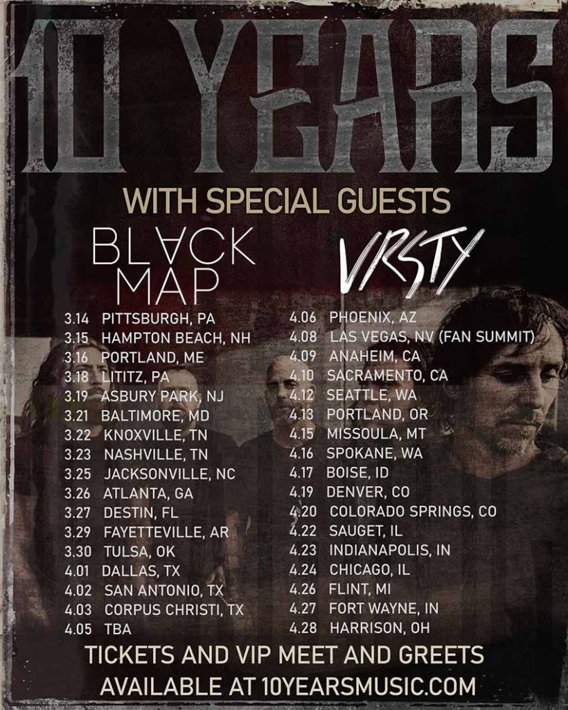 10 Years, Black Map & VRSTY U.S. tour announced | NextMosh